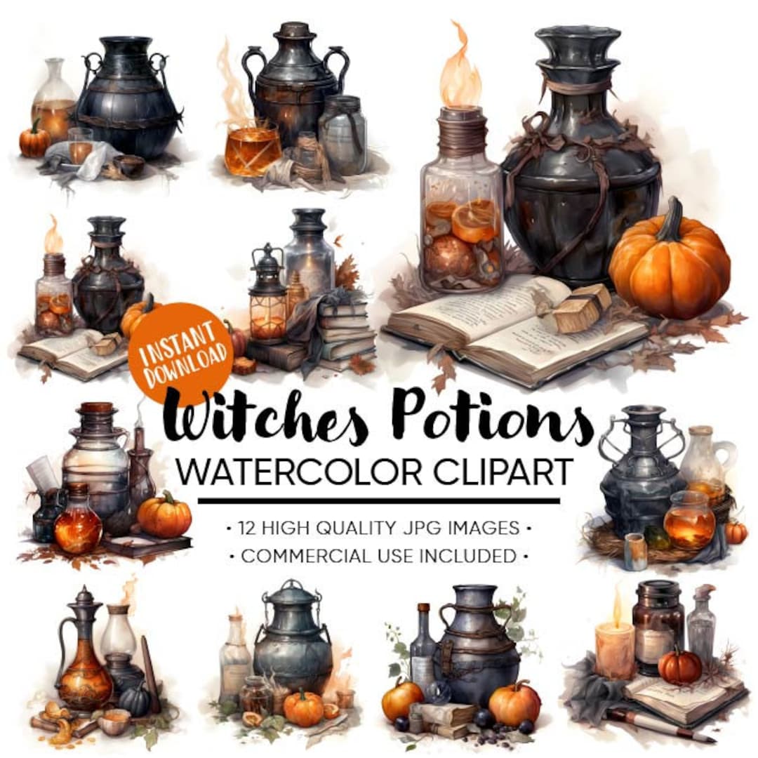 Witch Clipart, Magical Potions, Witch Spellbook, Potion Ingredients ...