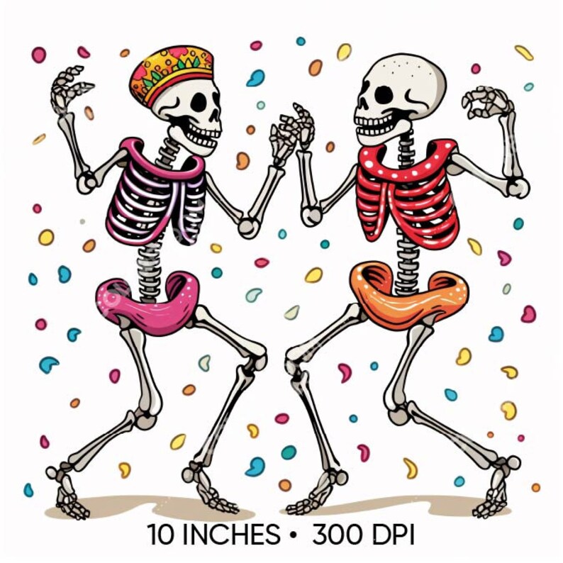 Dancing Skeletons Clipart, Halloween Skeleton Decorations, Watercolor ...