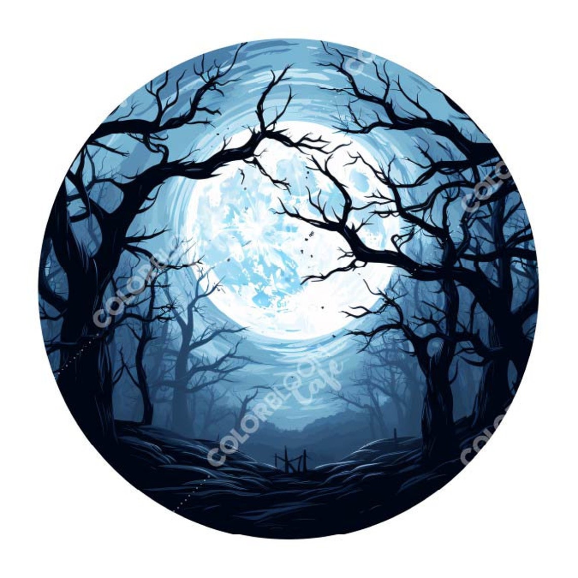 Spooky Full Moon Clipart Halloween Decor Glowing Moon - Etsy