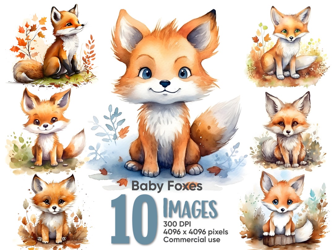 Watercolor Baby Fox Clipart: Woodland Animals (digital Download) - Etsy