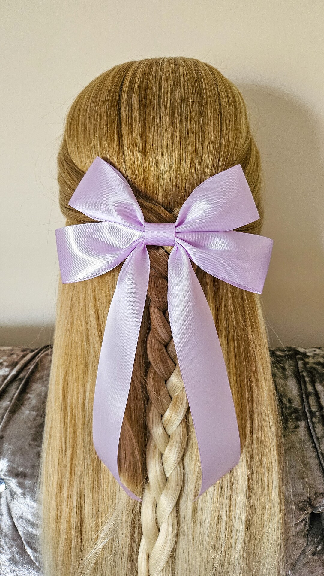 Oversized Lilac Hair Bow/satin Hair Bow/lilac Bow/barrette Bow/clip Bow ...