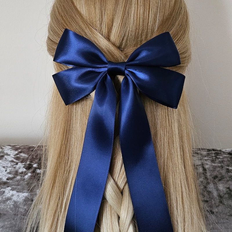 Navy Blue Hair Bow - Etsy