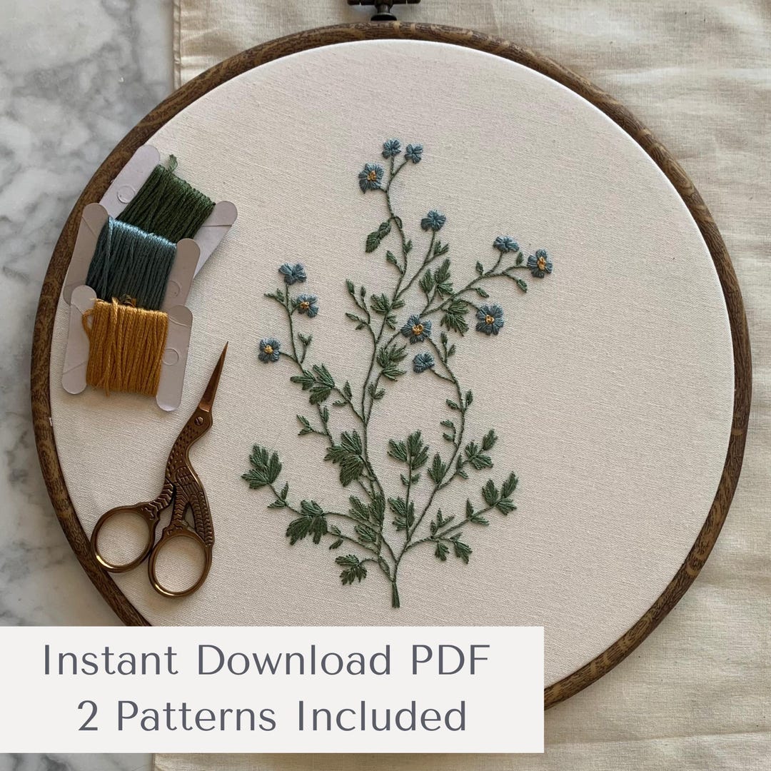 Forget Me Not Embroidery Pattern: Floral DIY (digital Download) - Etsy