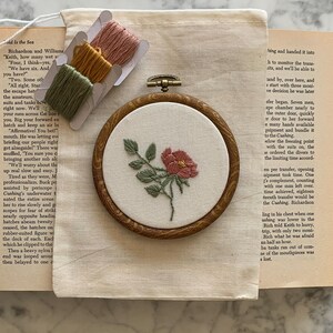 Botanical Embroidery, Small Finished Hoop, Finished Embroidery • Rose ...