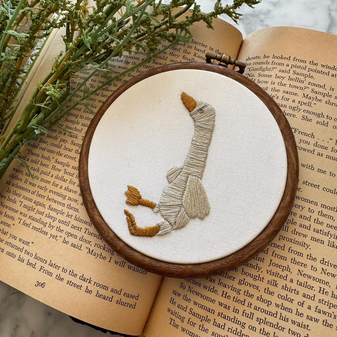 Nursery Embroidery, Goose Embroidery, Finished Embroidery • Neutral ...