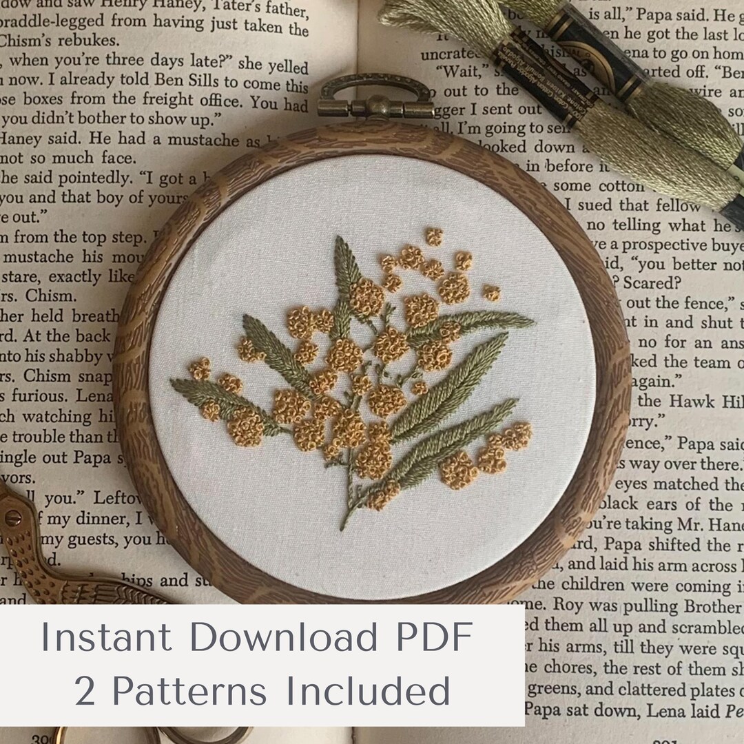 Golden Wattle Embroidery Pattern: DIY Floral Design (PDF Download) - Etsy