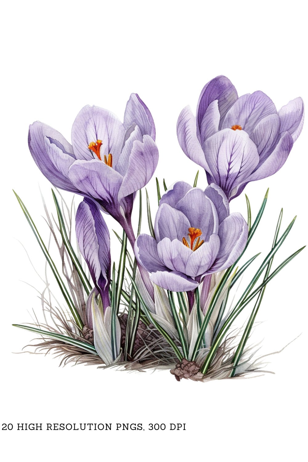 Watercolor Crocus Clipart Pack 20 Pngs With Transparent Backgrounds ...