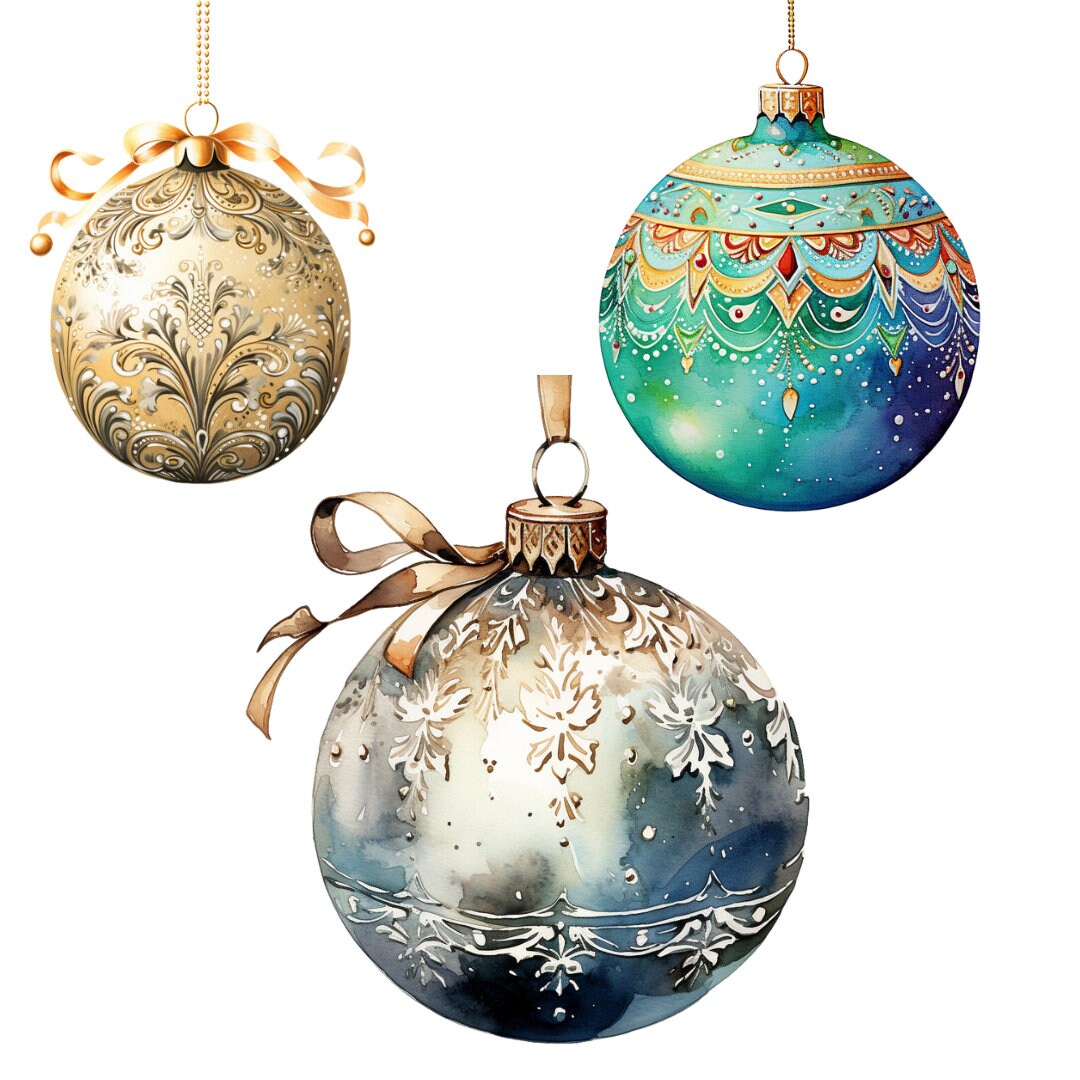 Christmas Baubles Clipart Set - Instant Digital Download for Commercial ...