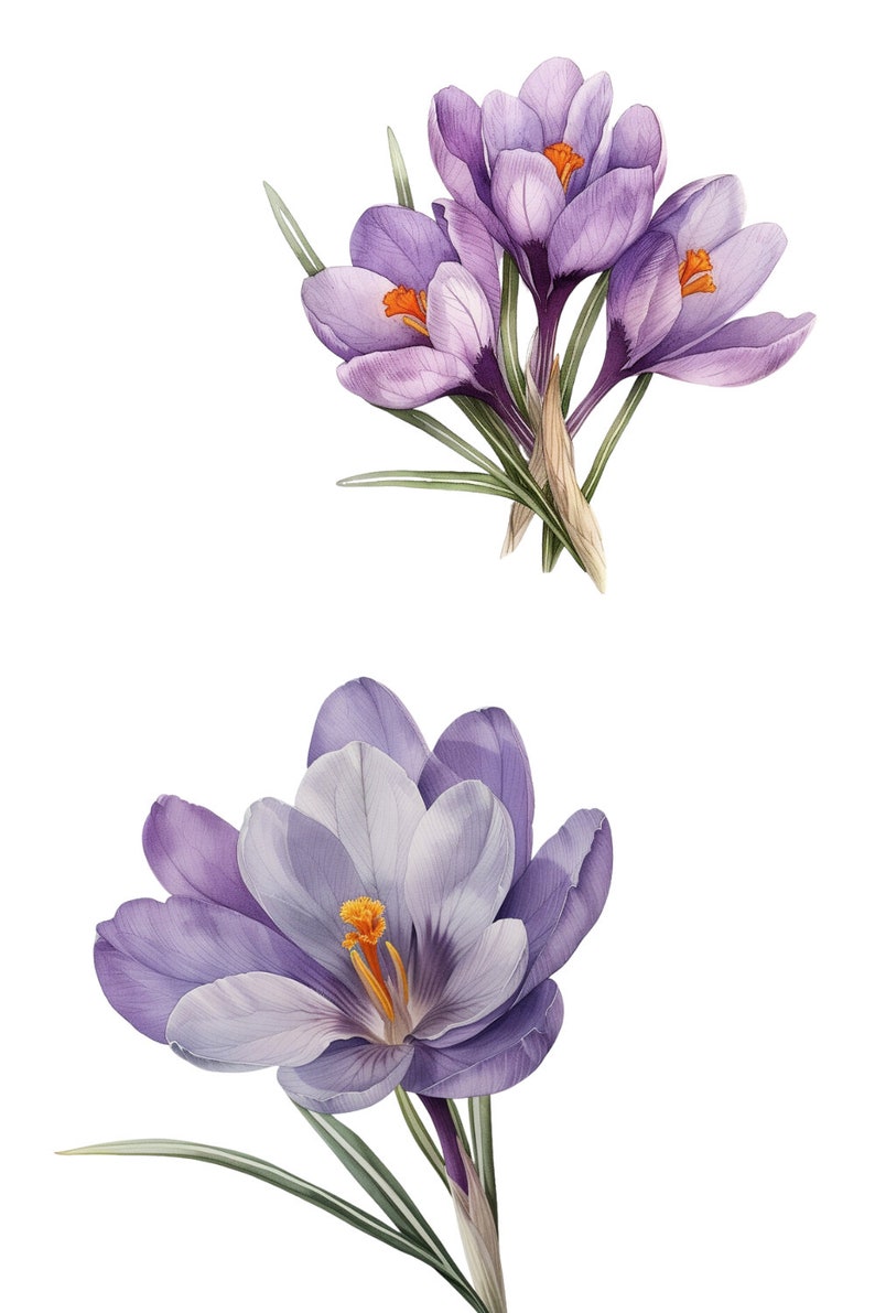 Watercolor Crocus Clipart Pack 20 Pngs With Transparent Backgrounds ...