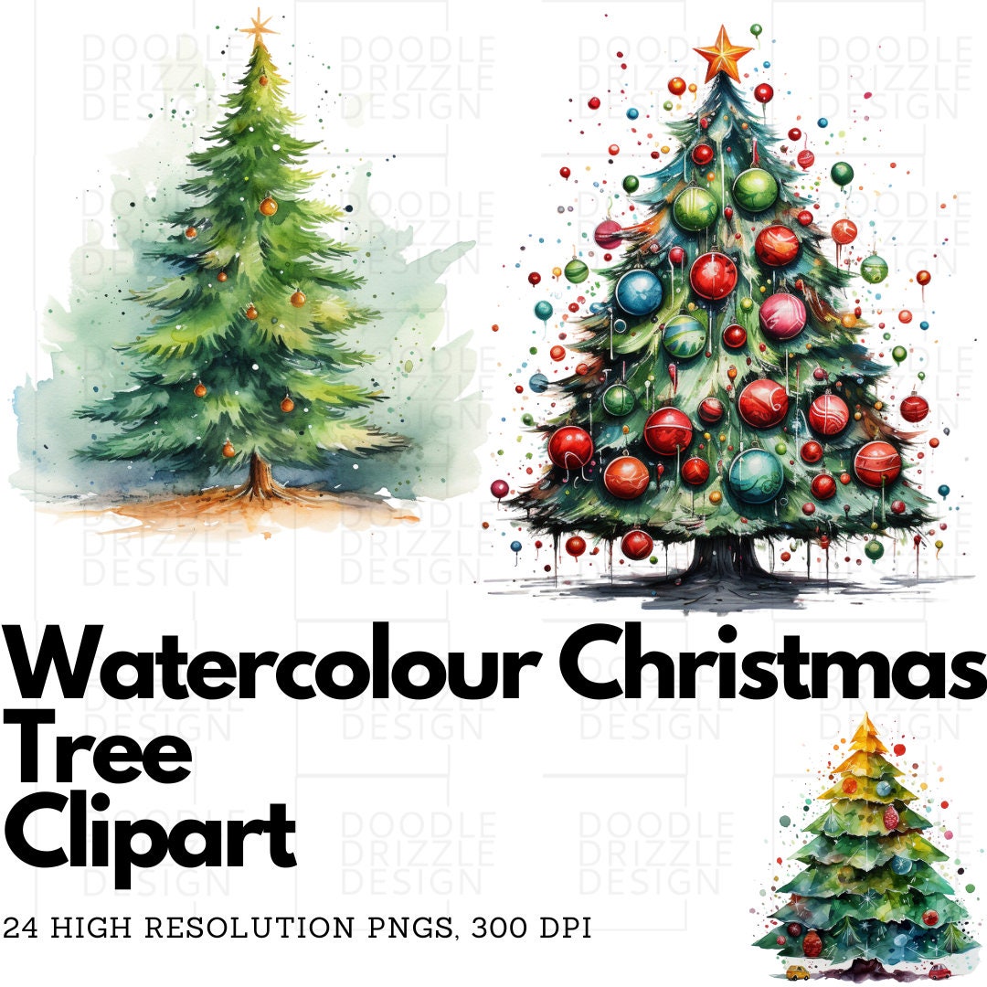 Christmas Tree Clipart 24 High Quality Pngs, Digital Download ...