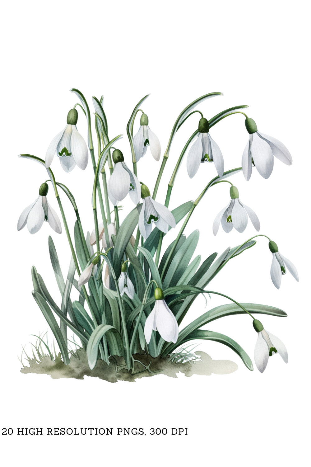 Watercolor Snowdrops Clipart Pack - 20 Pngs With Transparent ...