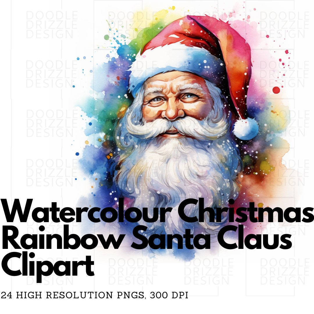 Rainbow Santa Claus Clipart 24 High Quality Pngs, Digital Download ...
