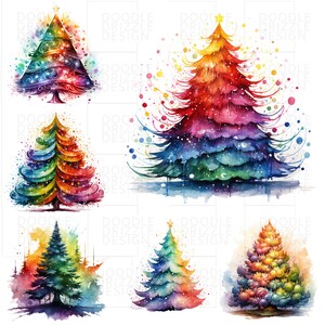 Rainbow Christmas Tree Clipart 24 High Quality Pngs, Digital Download ...