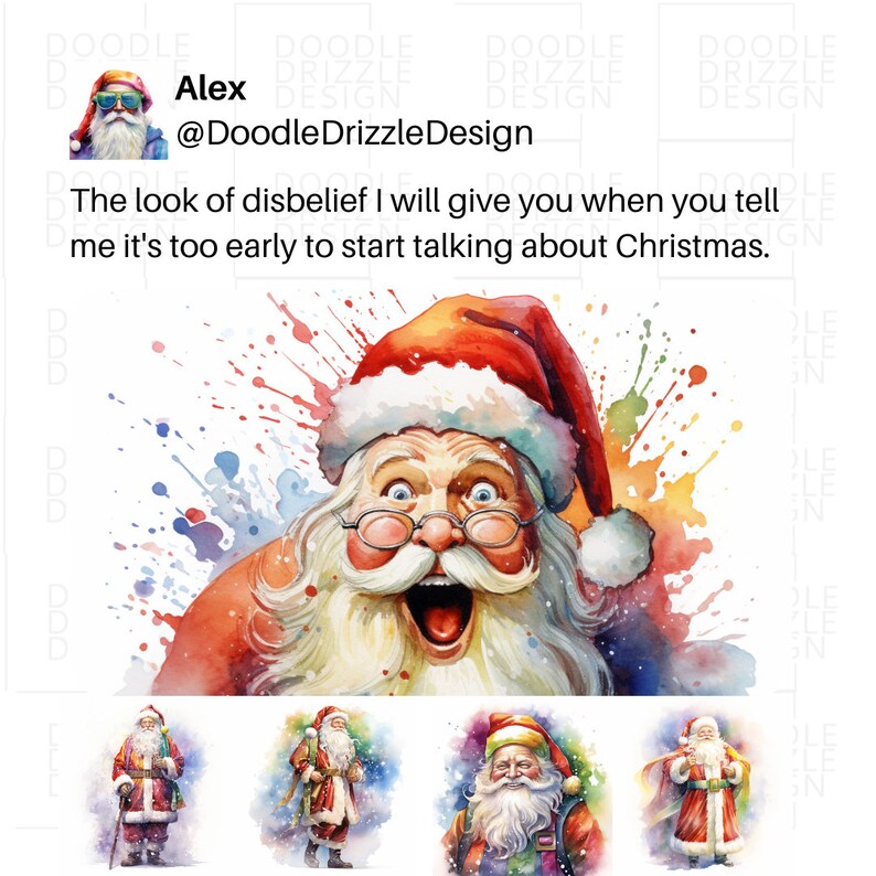 Rainbow Santa Claus Clipart 24 High Quality Pngs, Digital Download ...