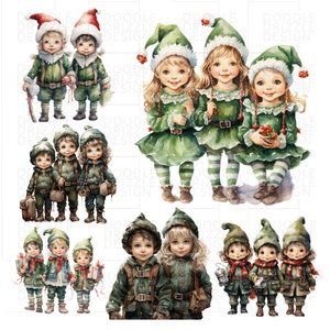 Christmas Elves Clipart 24 High Quality Pngs, Digital Download ...