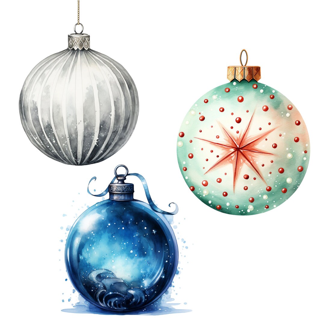 Christmas Baubles Clipart Set - Instant Digital Download for Commercial ...