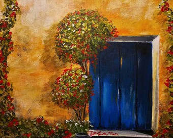 5 Blue Door Watercolor Greeting Cards - Etsy