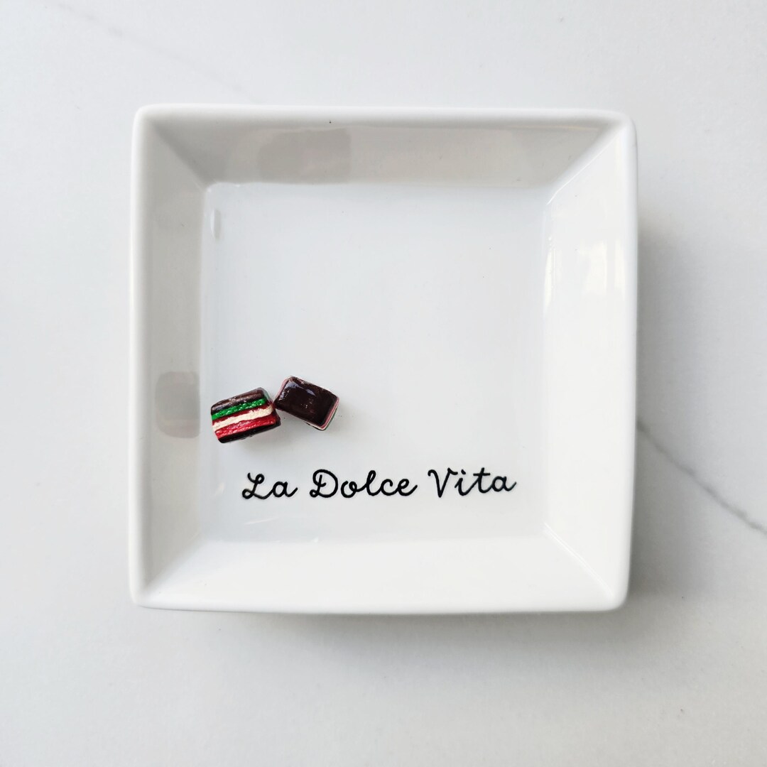 La Dolce Vita Ring Dish With Rainbow Cookie, Italian Decor Square ...