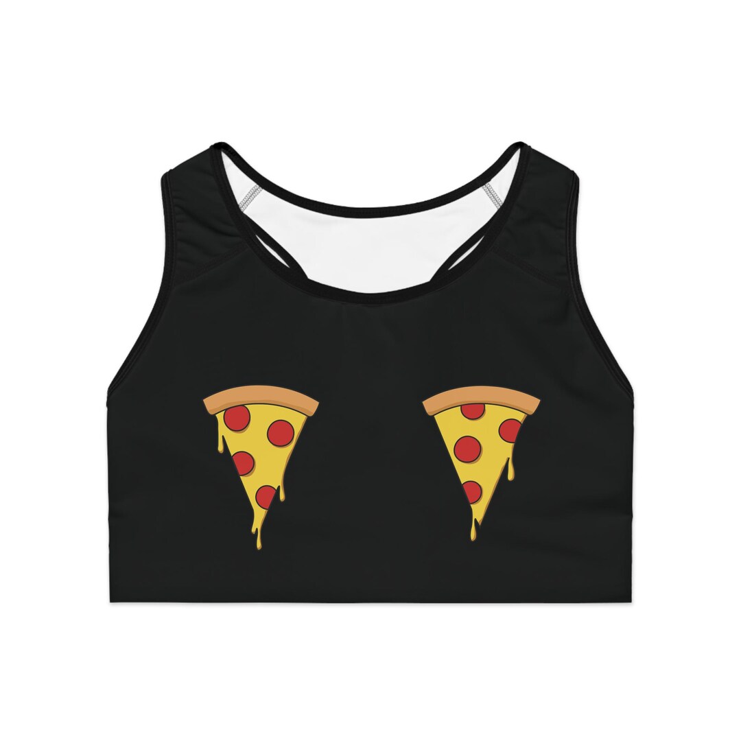 Fun Pizza Slice Sports Bra | Original Cheeky Pizza Design | Compression ...