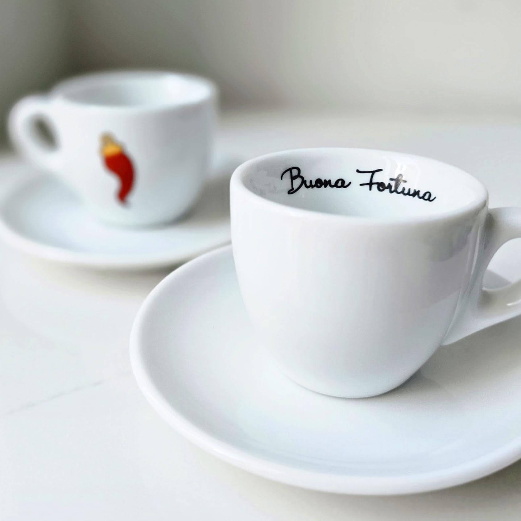 Authentic Italian Espresso Cups Set - Red Italian Horn Design ...