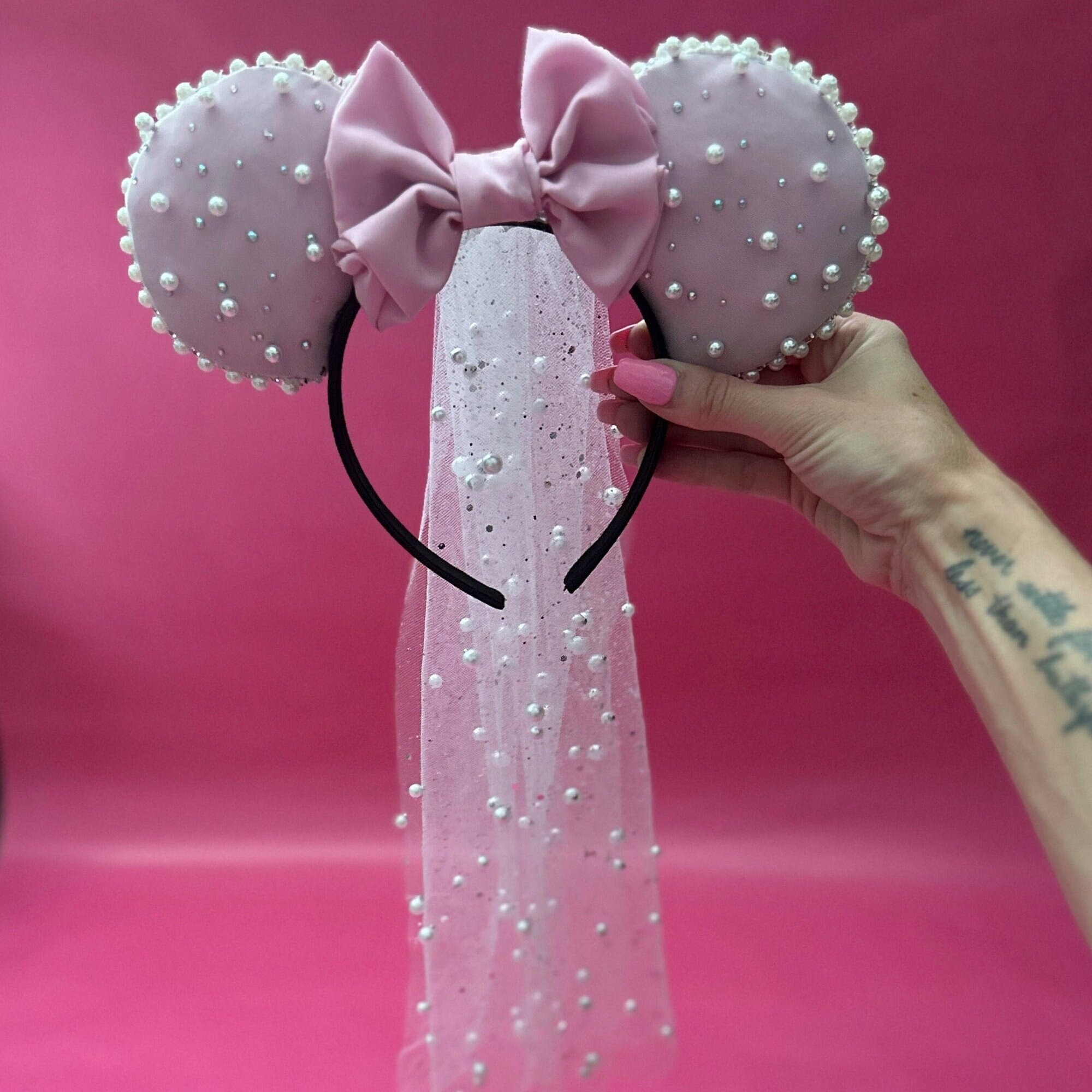 The Blushing Bride Mickey Ears, Disney Inspired Engaged Ears, Pink and ...