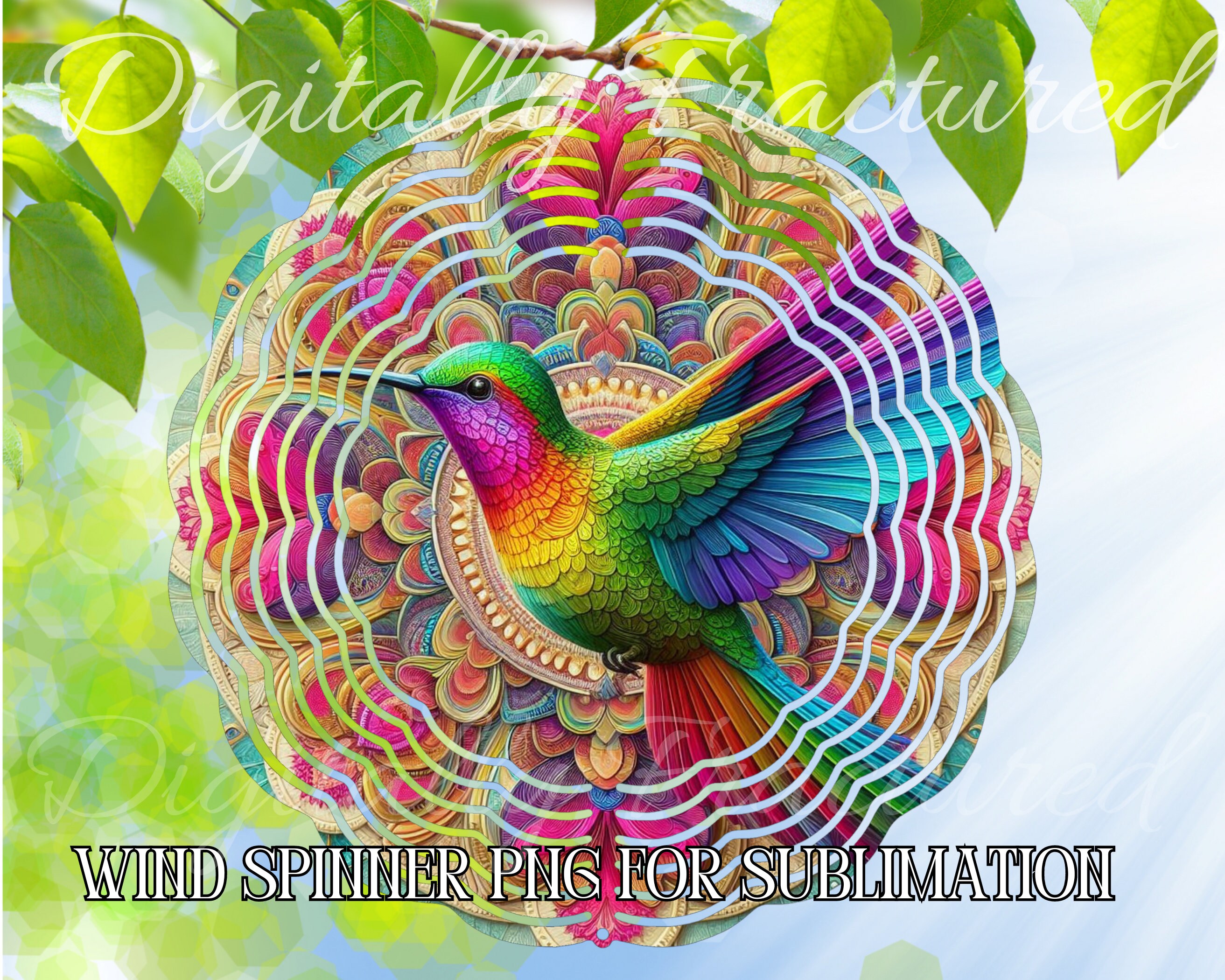 3D Hummingbird Mandala Wind Spinner PNG for Sublimation | Hummingbird ...