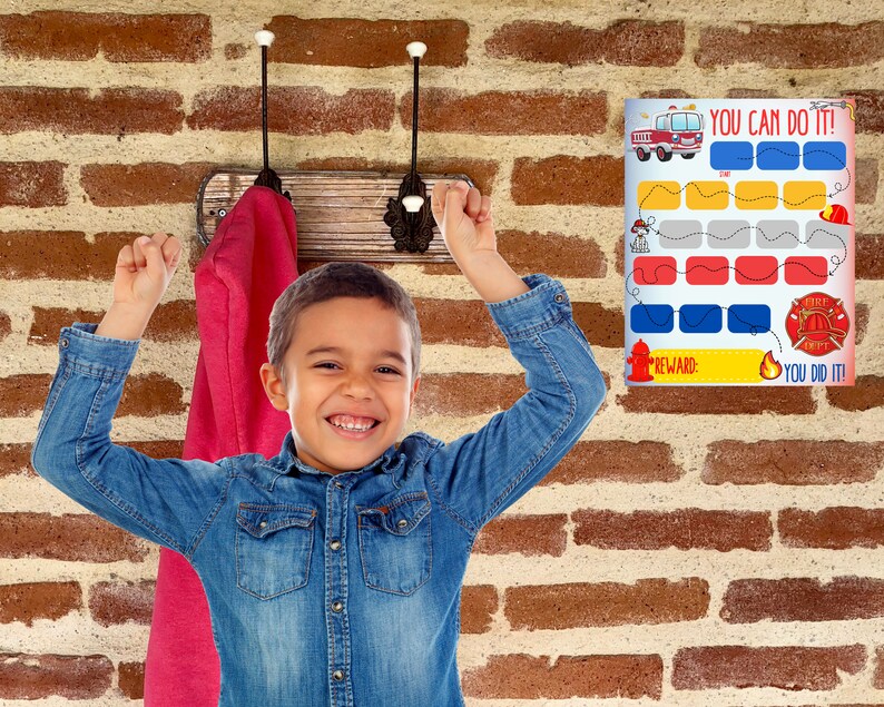 Firetruck Reward Chart | Printable Reward Chart | Fireman Sticker Chart ...