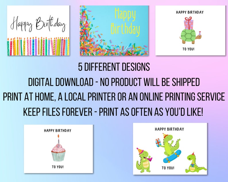 Printable Birthday Cards Print and Cut Birthday Cards Birthday Card ...