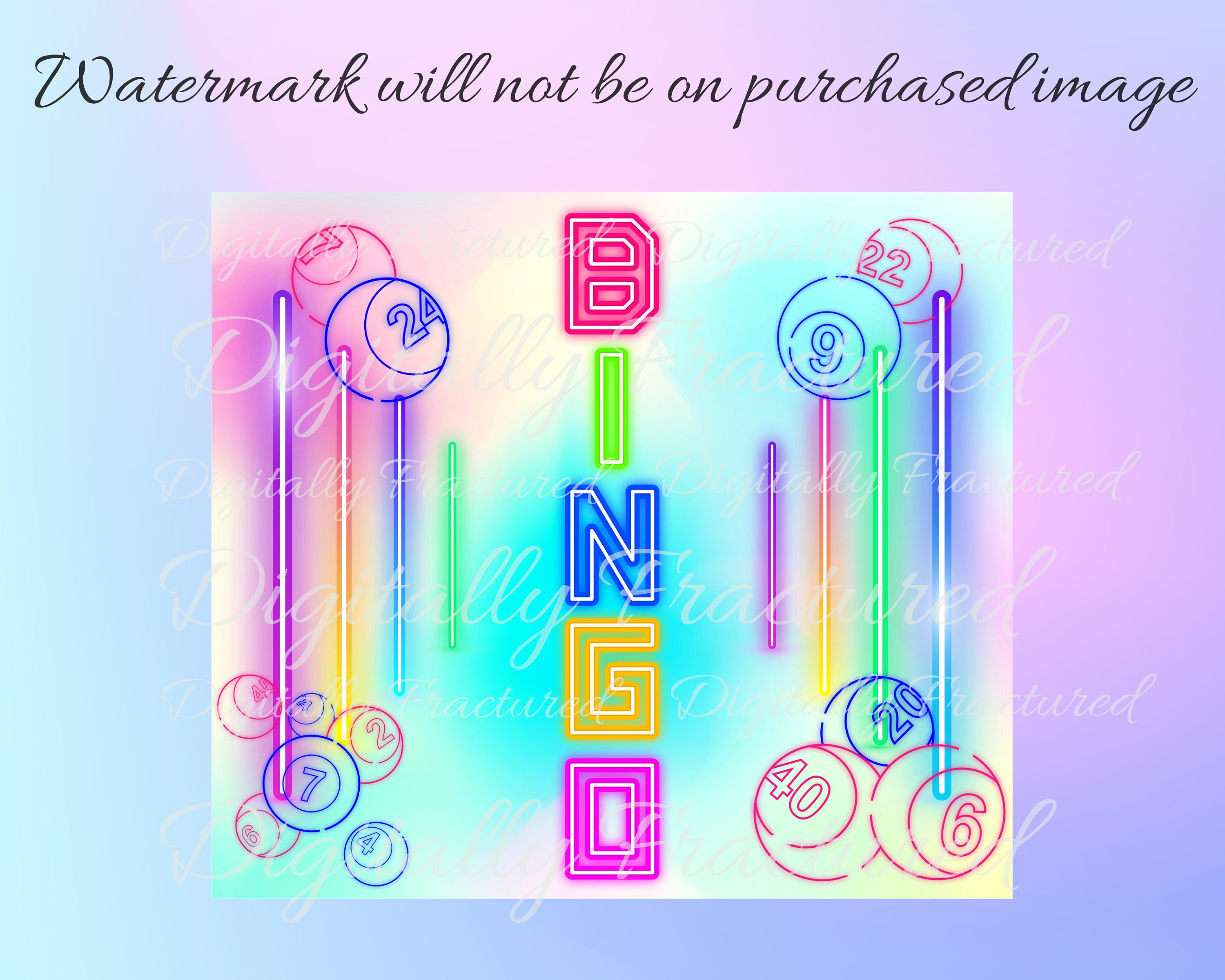 Neon Bingo Tumbler Design for Sublimation | 20oz Skinny Tumbler ...