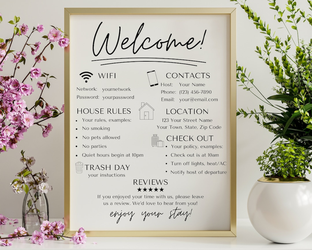 Welcome Sign for Air BNB Hosts | VRBO Welcome Sign | Vacation Rental ...