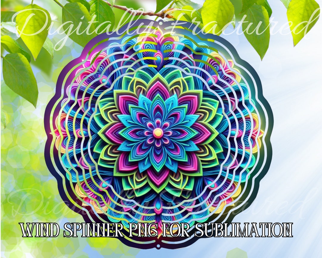 Neon Mandala Wind Spinner PNG for Sublimation | Rainbow Wind Spinner ...