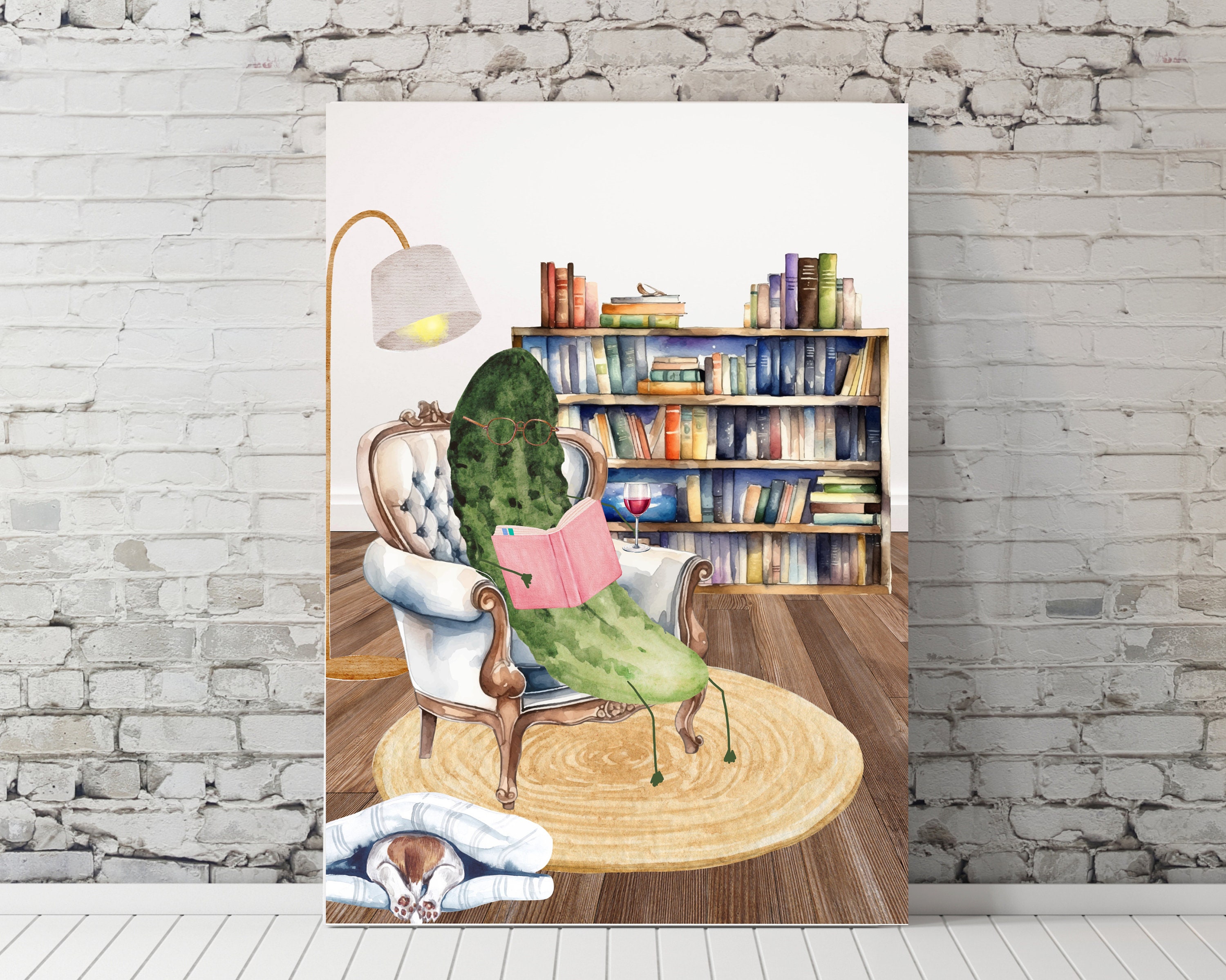 Pickle Reading a Book Wall Art Digital Download | Pickle Art | Fun ...