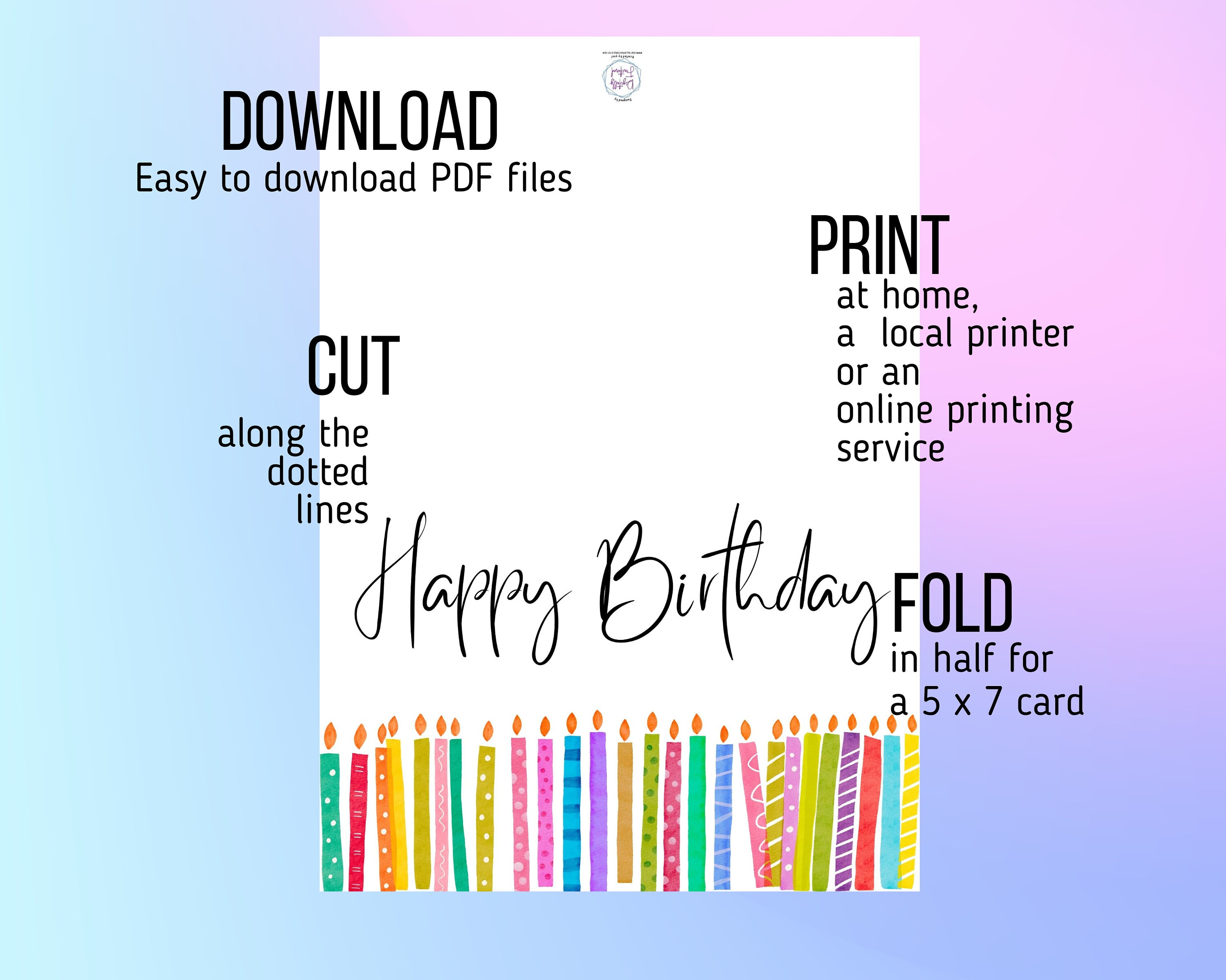 Printable Birthday Cards Print and Cut Birthday Cards Birthday Card ...