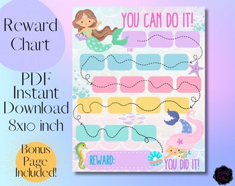 Mermaid Reward Chart | Printable Reward Chart | Editable | Chore Chart ...