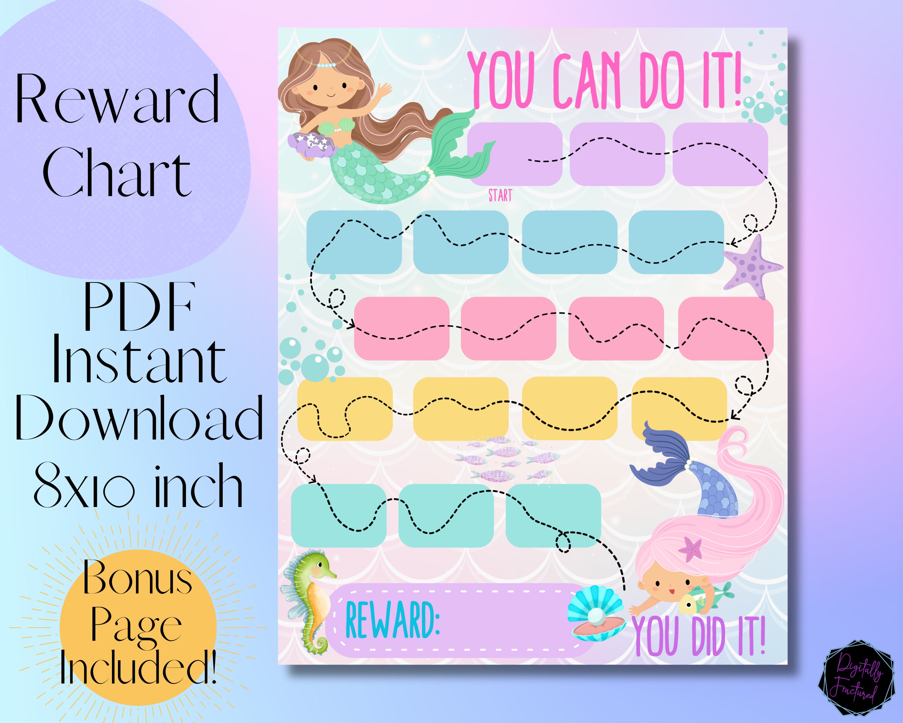Mermaid Reward Chart | Printable Reward Chart | Mermaid Sticker Chart ...