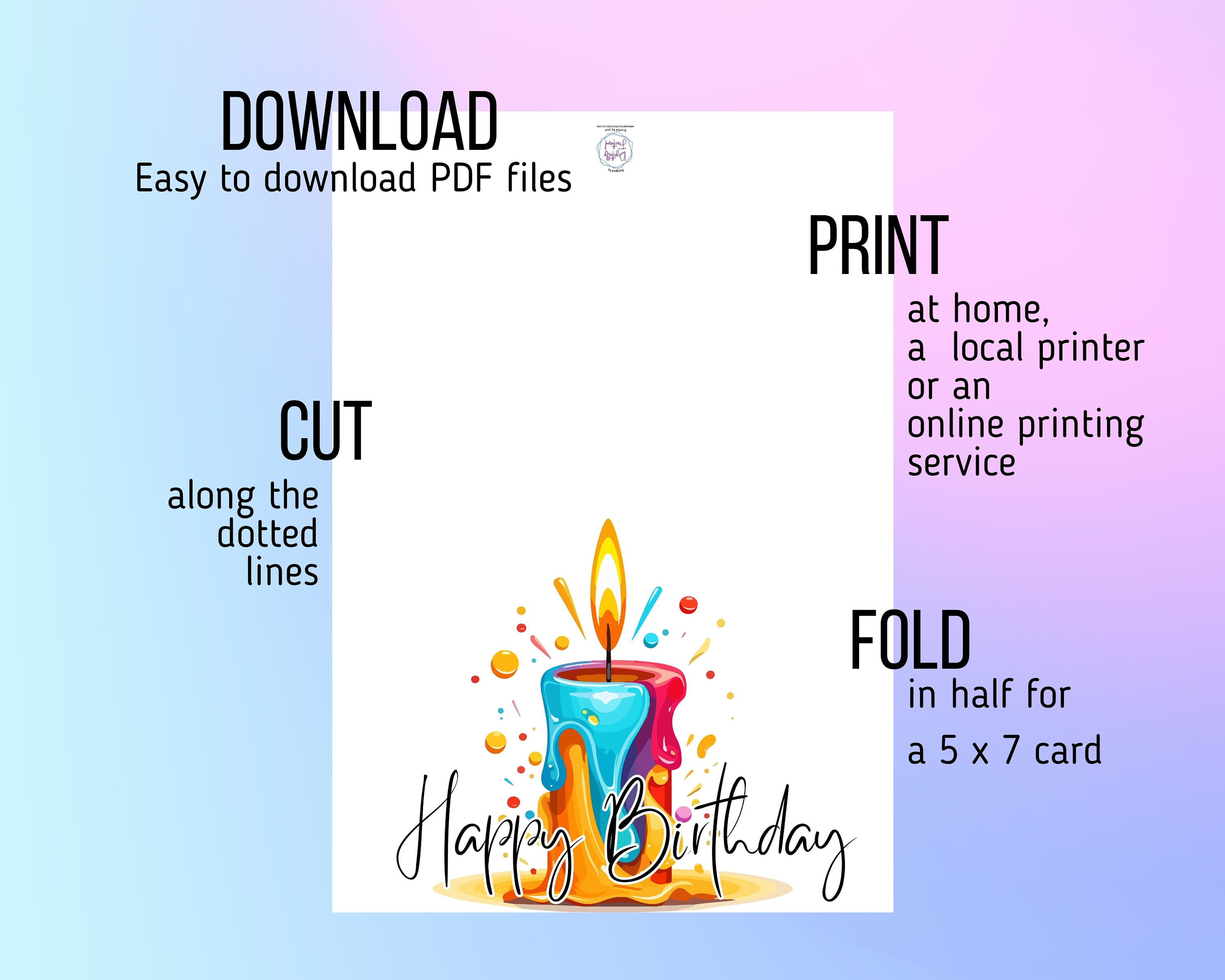 Printable Birthday Cards Print and Cut Birthday Cards Birthday Card ...