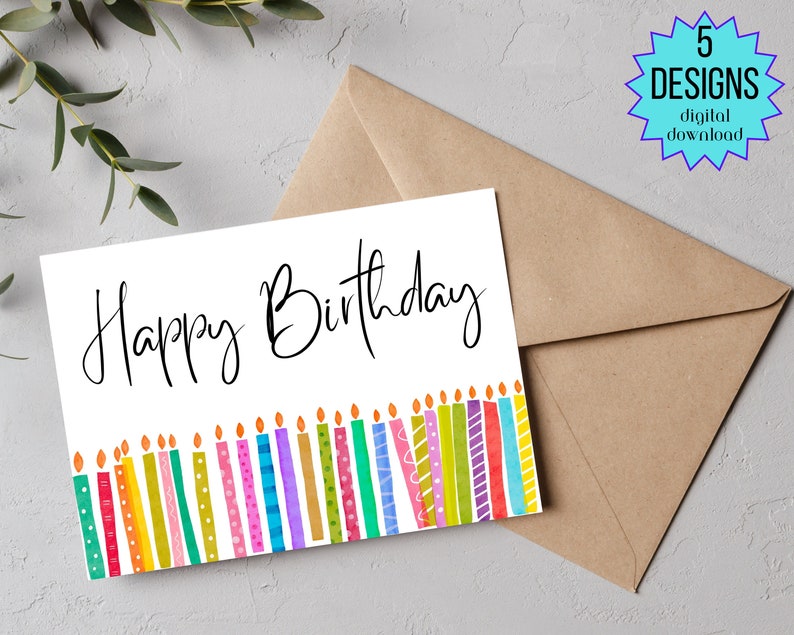 Printable Birthday Cards Print and Cut Birthday Cards - Etsy
