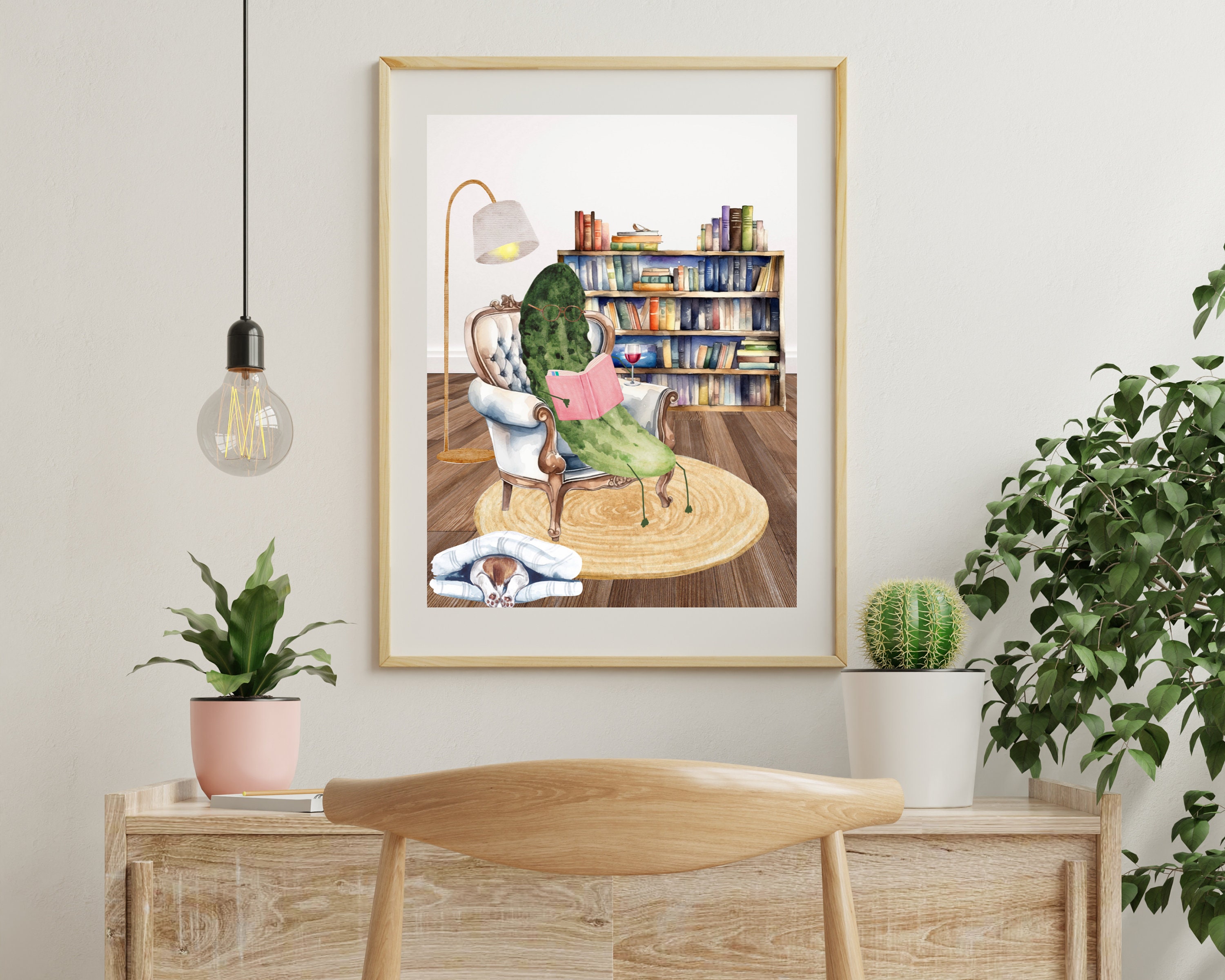 Pickle Reading a Book Wall Art Digital Download | Pickle Art | Fun ...