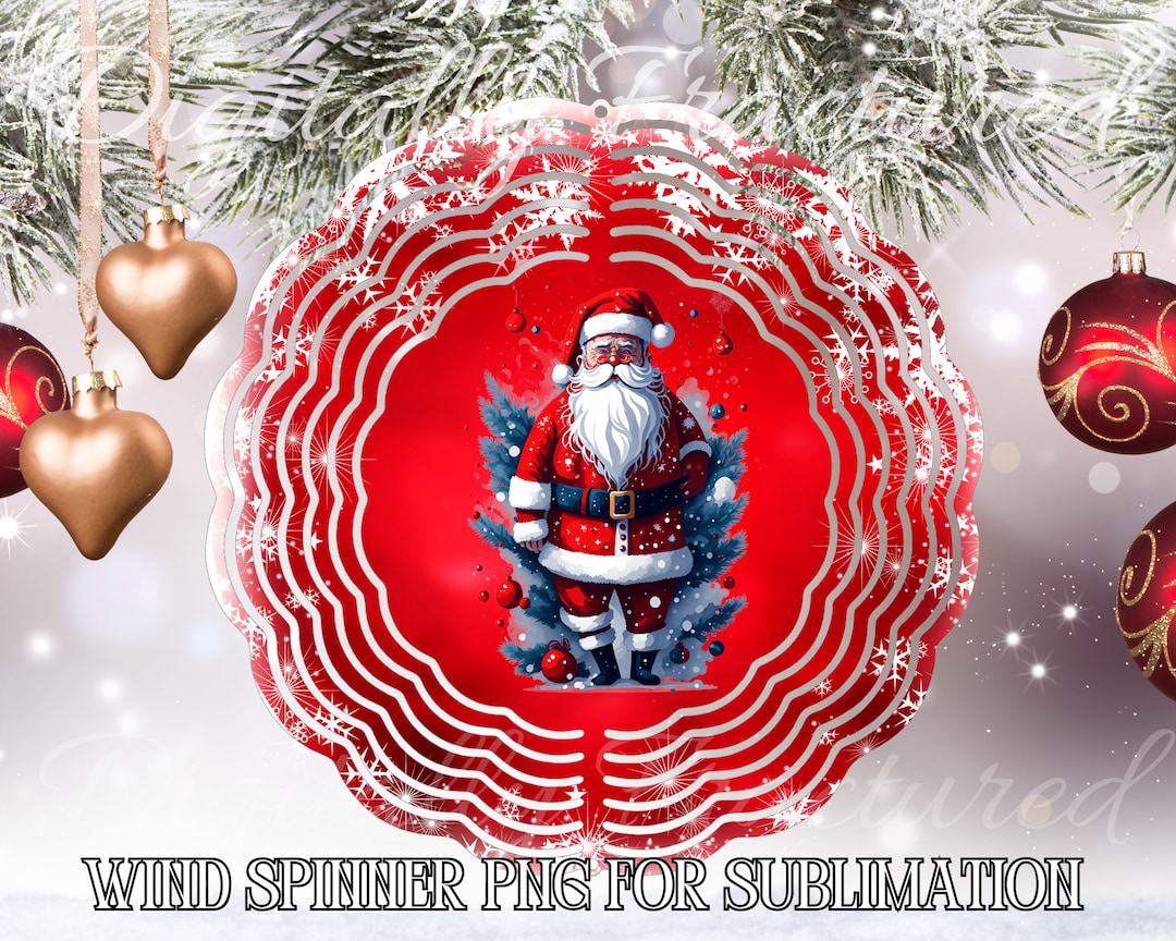 Christmas Santa Wind Spinner PNG for Sublimation | Winter Wind Spinner ...