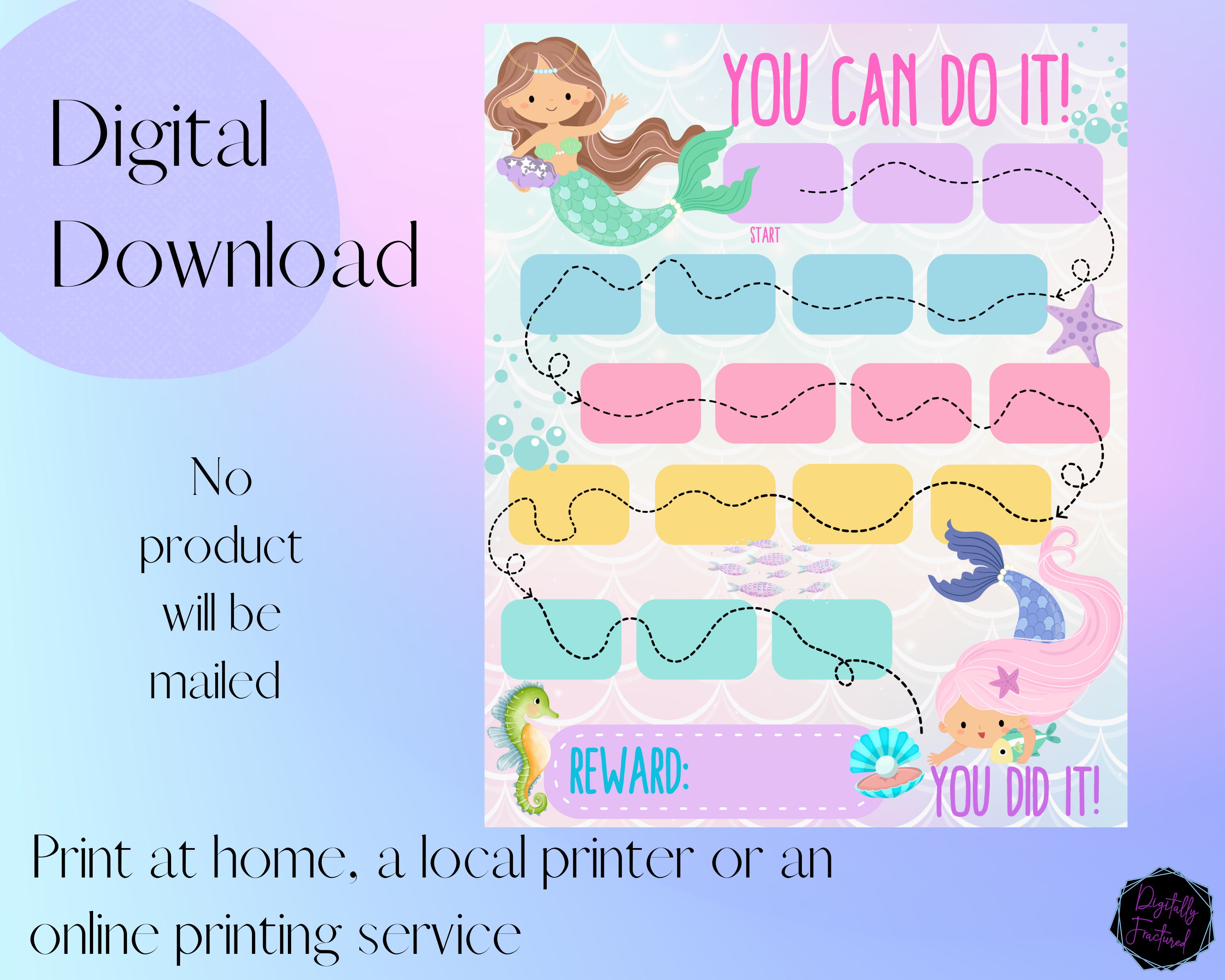 Mermaid Reward Chart | Printable Reward Chart | Mermaid Sticker Chart ...
