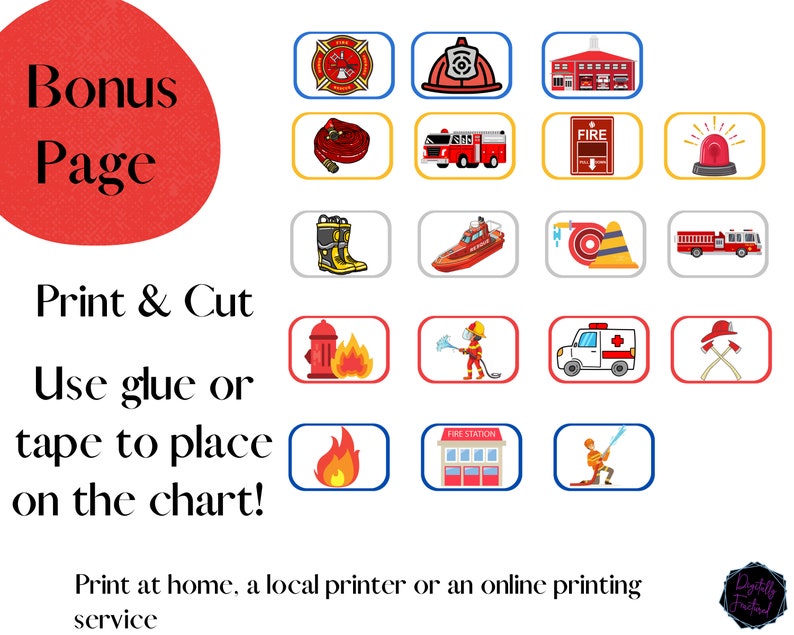 Firetruck Reward Chart Printable Reward Chart Fireman Sticker Chart ...