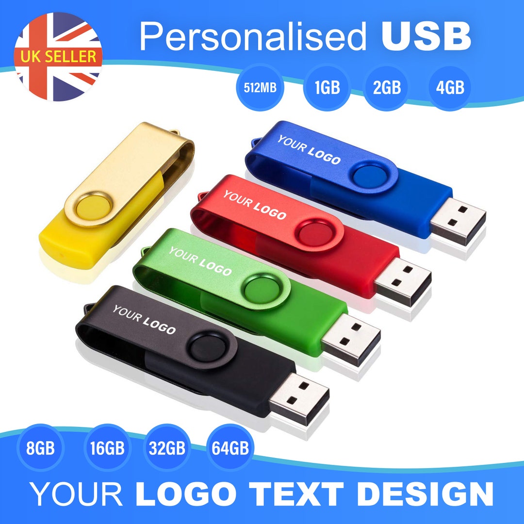 25pc Personalised USB Twisted Memory Sticks Customised Engraving 4GB ...