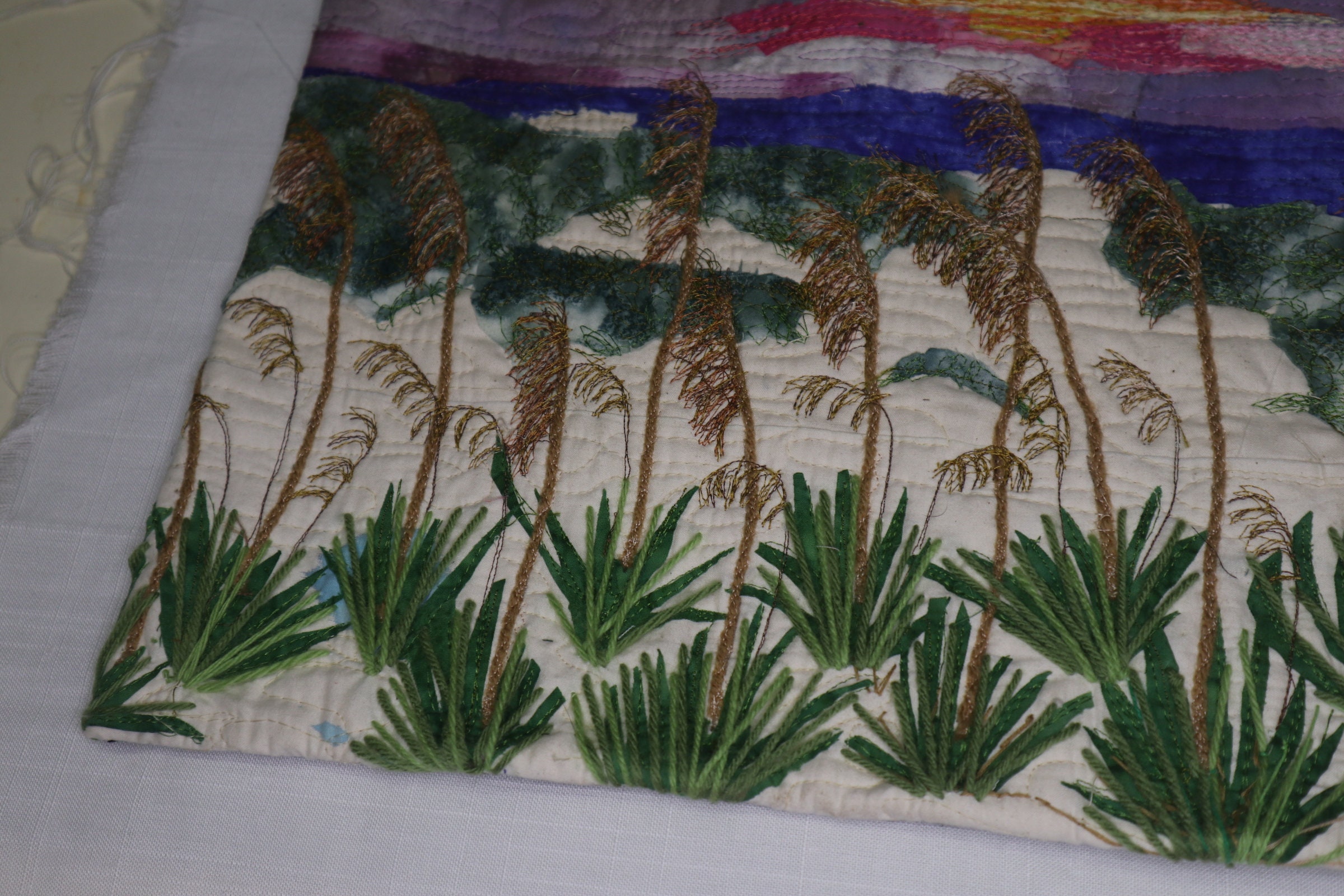 Art Quilt, Beach, Sunset, Textile Art, Sand Dunes, Water, Ocean, Gulf ...