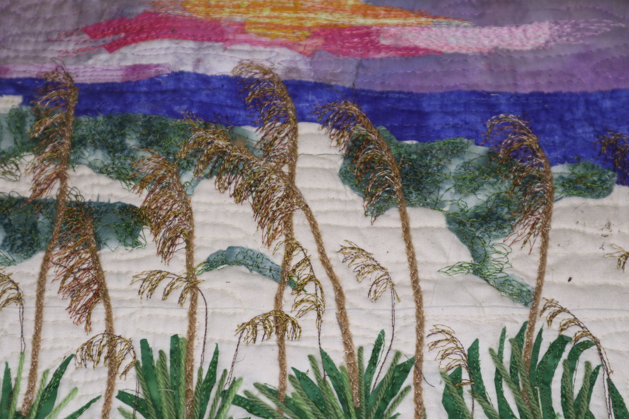 Art Quilt, Beach, Sunset, Textile Art, Sand Dunes, Water, Ocean, Gulf ...