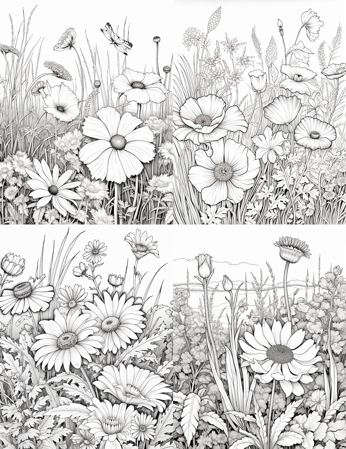 Wildflowers Coloring Pages 25 Instant Download PDF Pages Coloring Book ...