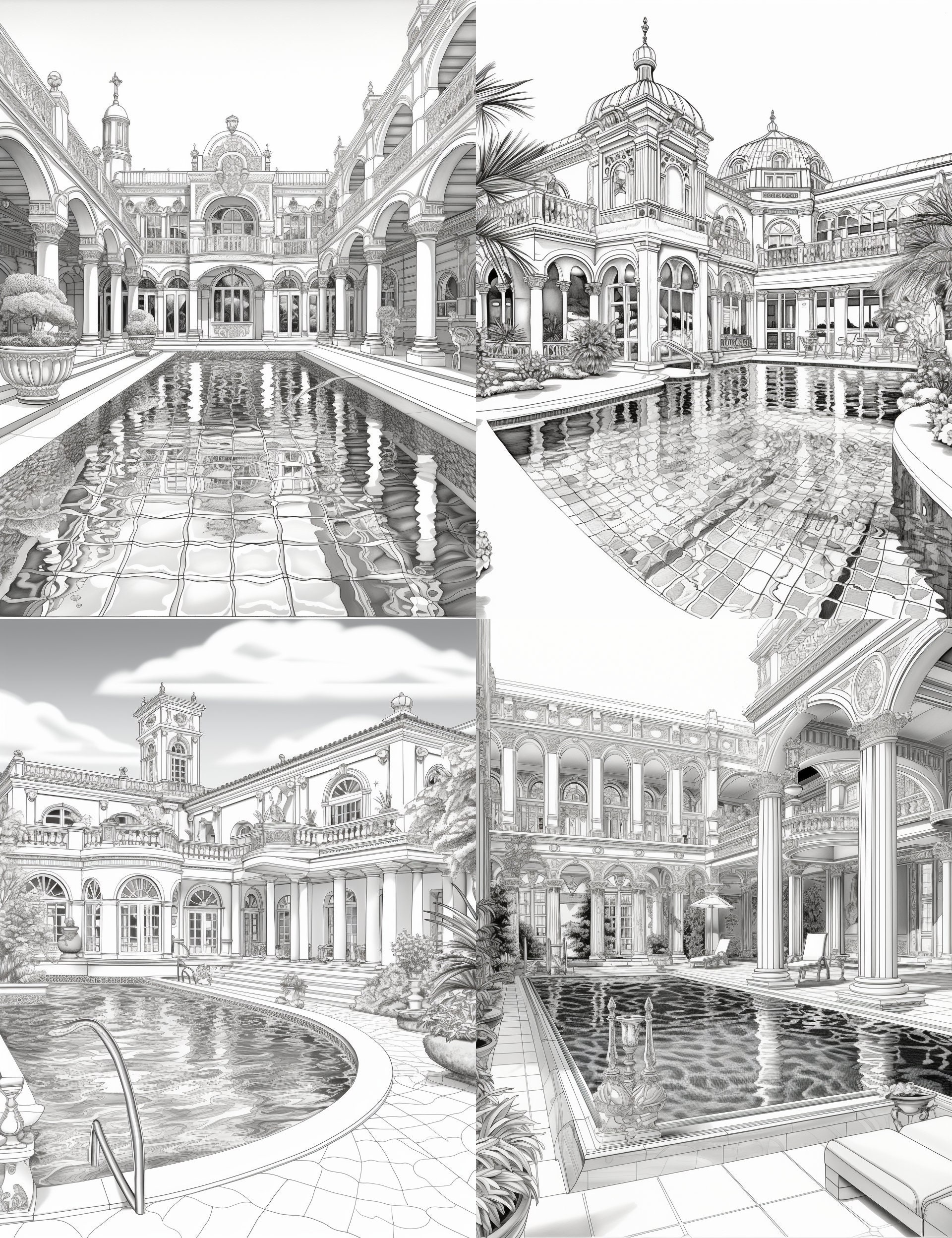 Luxury Swimming Pools Coloring Pages 25 Instant Download PDF Pages ...