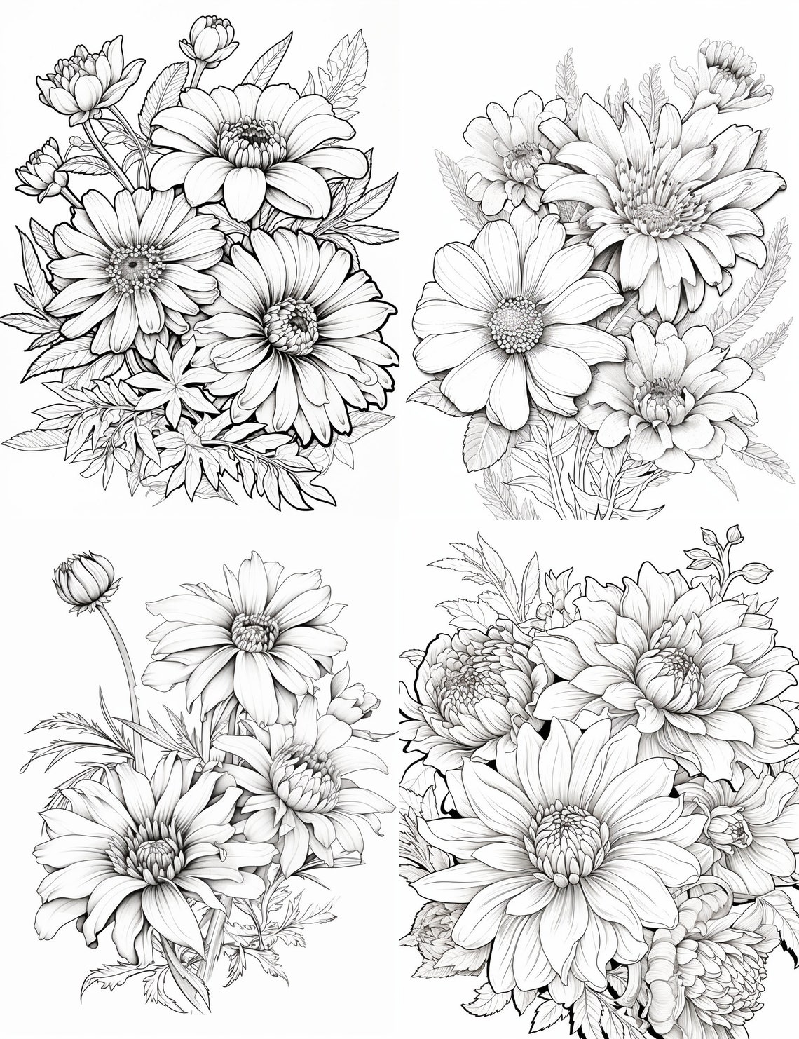 Wildflowers Coloring Pages 25 Instant Download PDF Pages Coloring Book ...