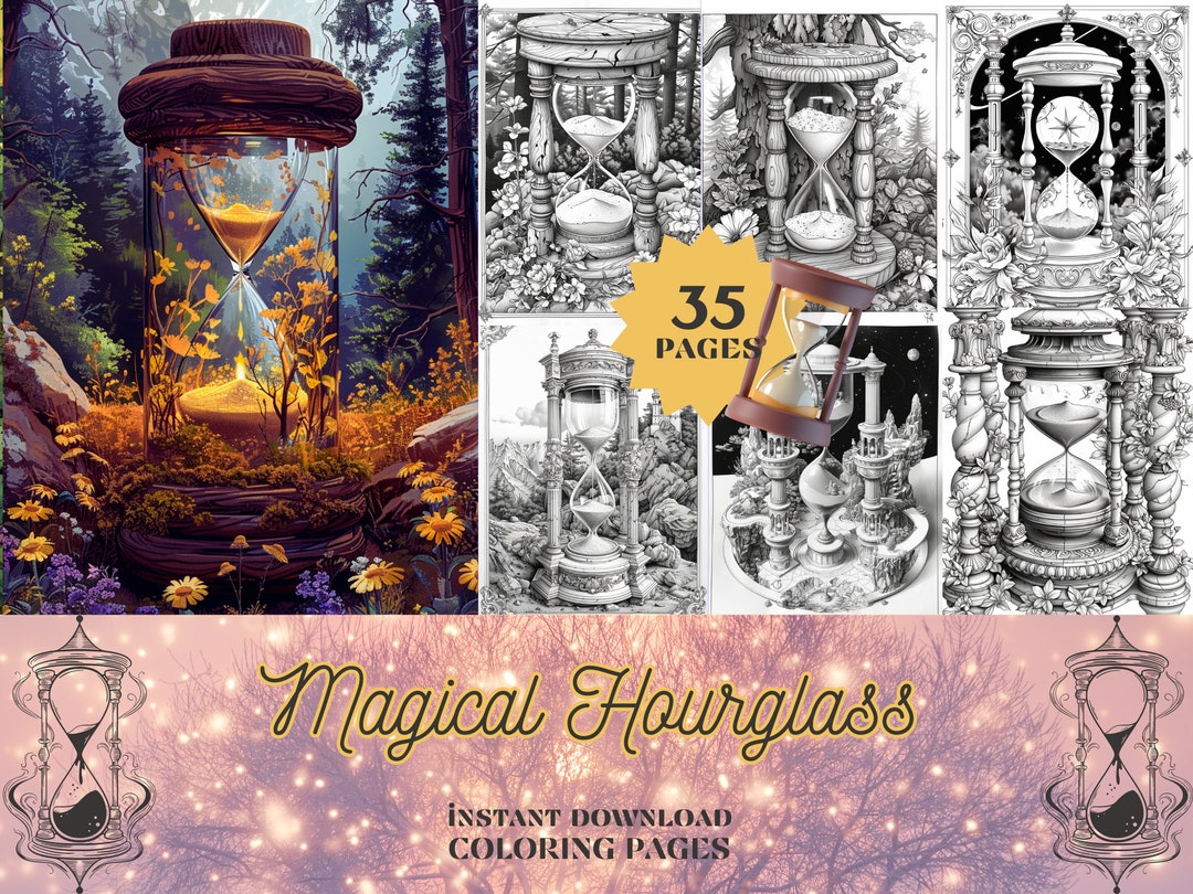 Magical Hourglass Coloring Pages Instant Download PDF Pages Coloring ...