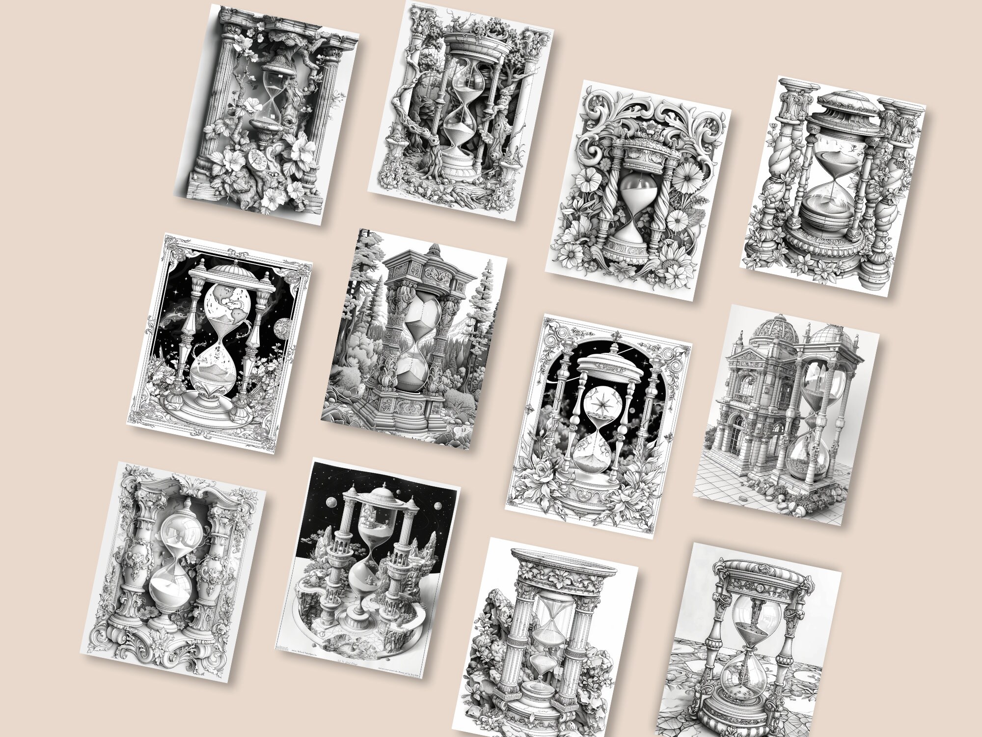 Magical Hourglass Coloring Pages Instant Download PDF Pages Coloring ...