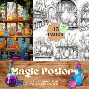 Magic Potions Coloring Pages Instant Download PDF Coloring Book for ...